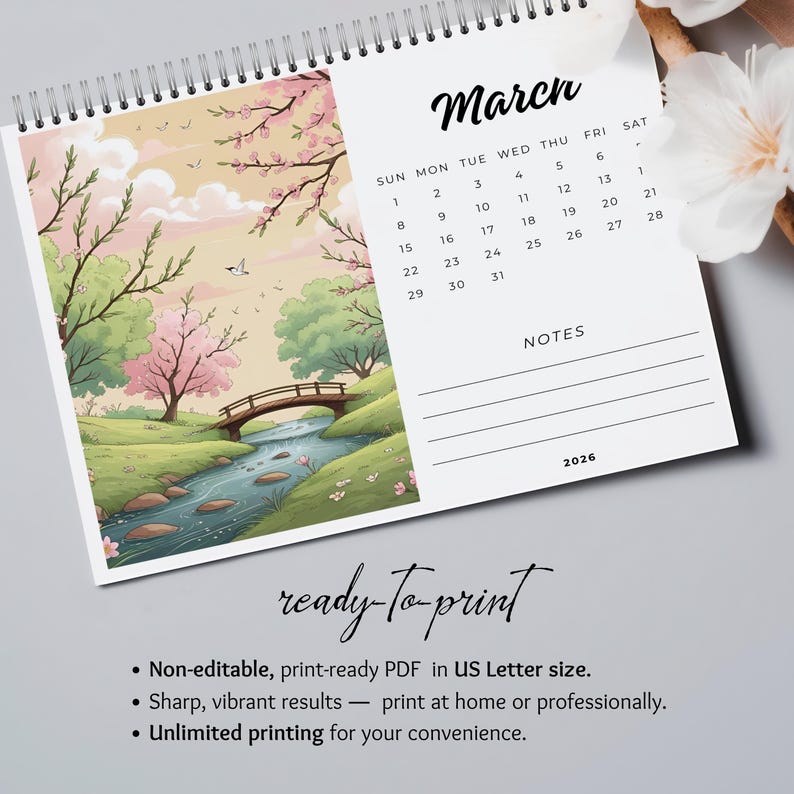 Printable 2026 Whimsical Pastel Calendar, Seasonal Monthly Planner - Etsy