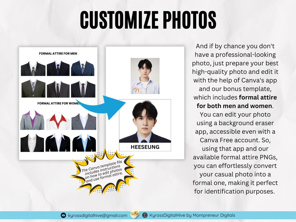 Customizable Rush ID and Portrait Photo Canva Frame Templates Editable ...