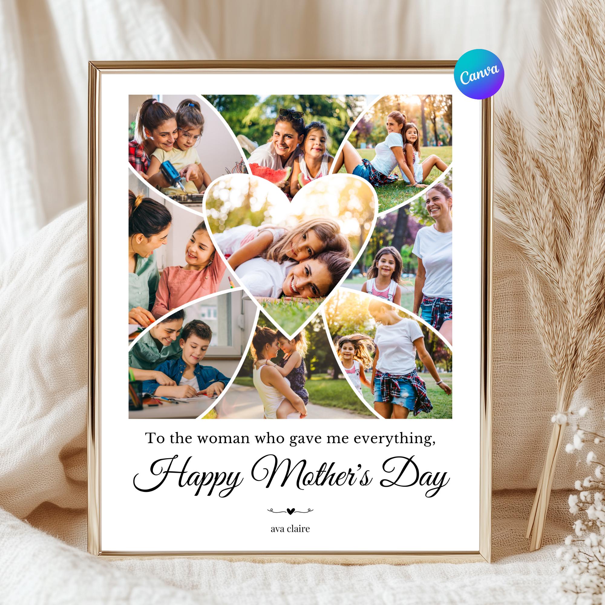 Customizable Mother's Day Photo Collage Templates, Editable Mom Photo ...