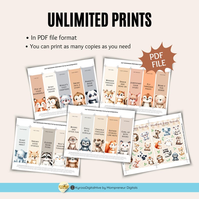 20 Woodland Animals Printable Bookmarks, Printable Bookmarks for Kids ...