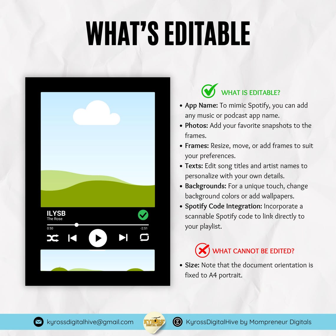 Customizable Music Player Canva Frame Templates With QR Code (digital ...