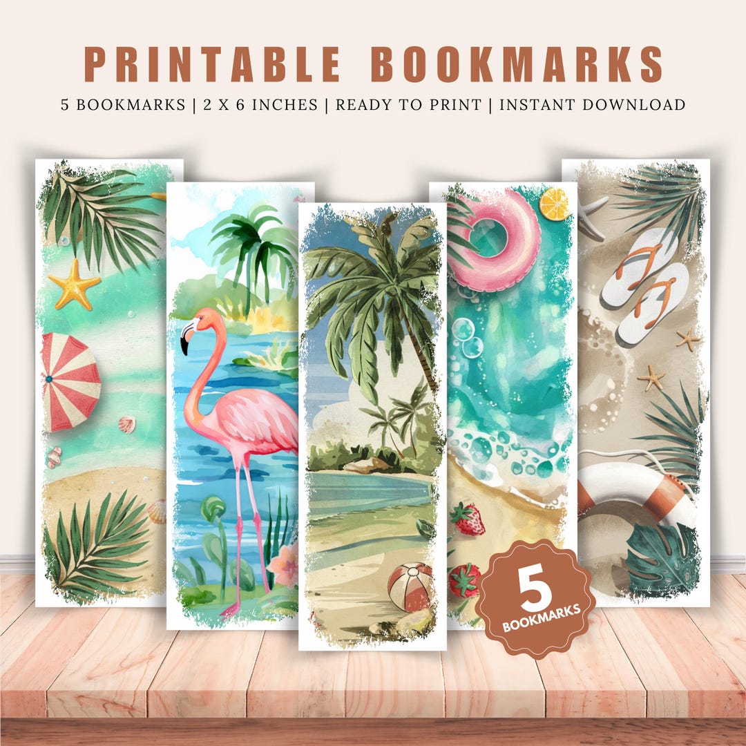 Tropical Summer Bookmarks: Watercolor Palm Tree Designs (digital ...