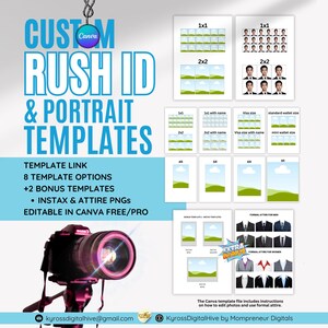 Customizable Rush ID and Portrait Photo Canva Frame Templates Editable ...