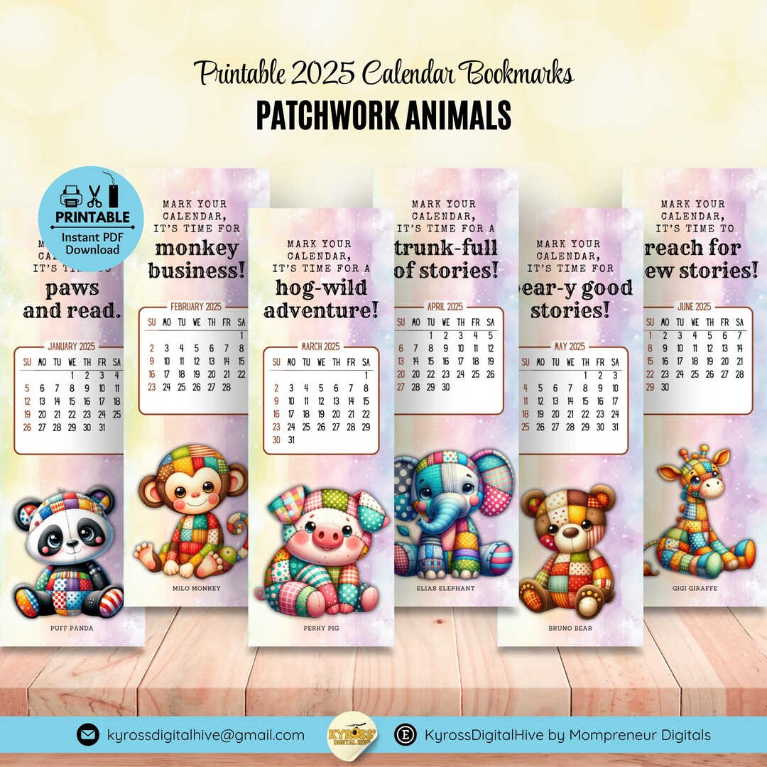 12 Patchwork Animals Printable Bookmarks 12 Patchwork Animals Bookmarks ...