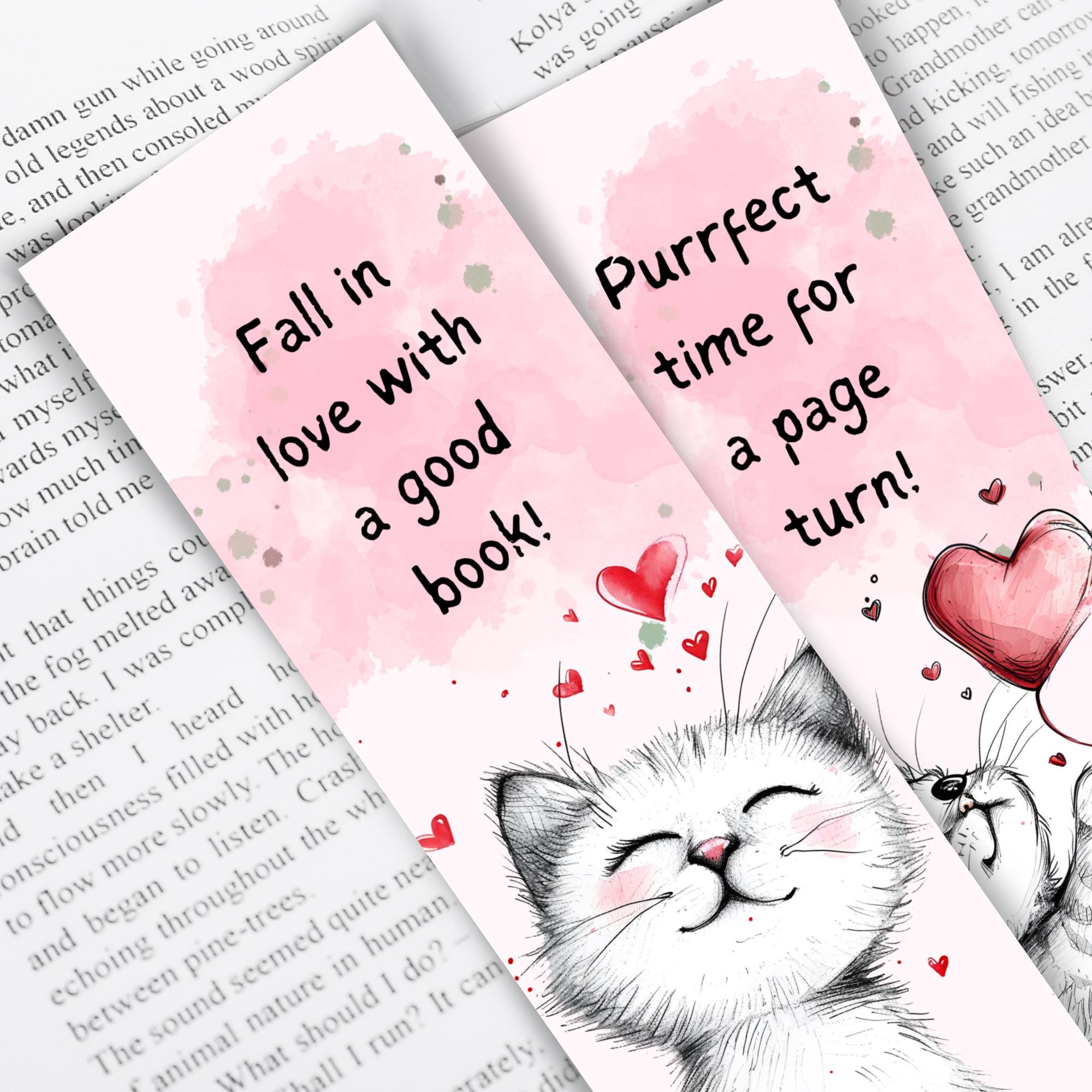 5 Cute Cat Printable Bookmarks, Cat Bookmarks, Printable Bookmarks for ...