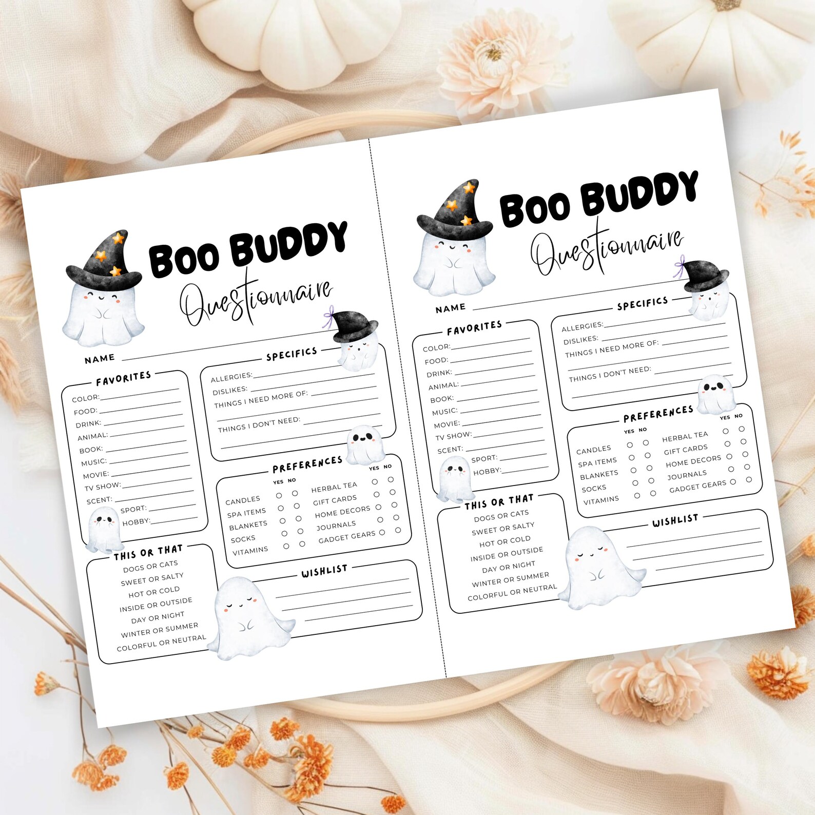 Printable Halloween Boo Buddy Questionnaire, Gift Exchange Game ...