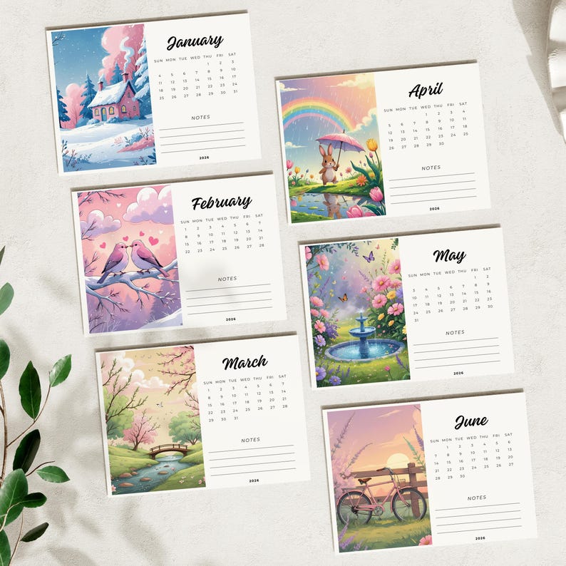 Printable 2026 Whimsical Pastel Calendar, Seasonal Monthly Planner - Etsy