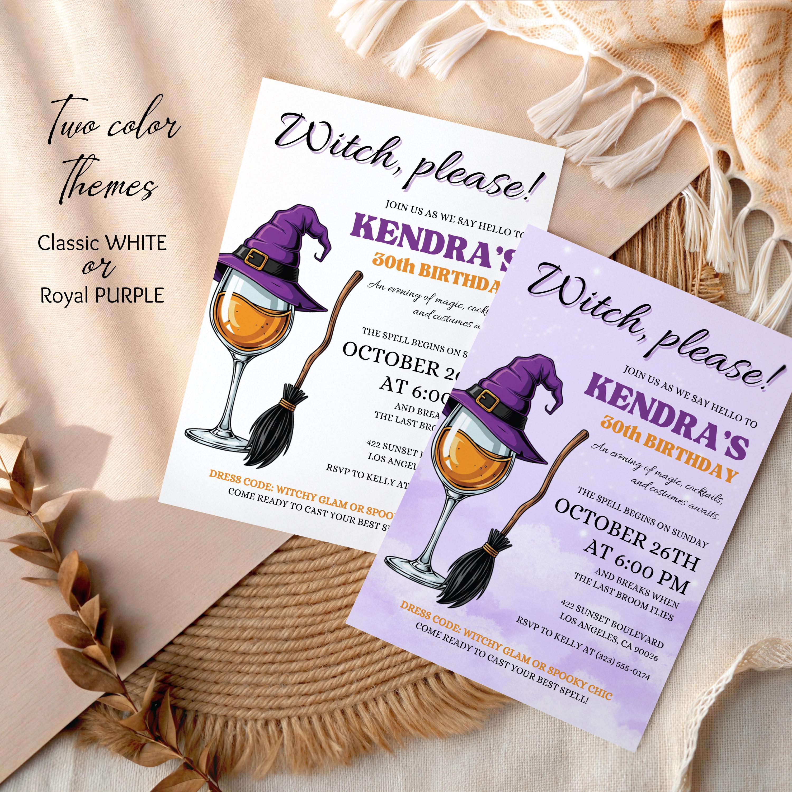 Editable Witch Please Birthday Invitation, Halloween Costume Party ...
