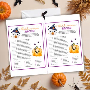 Printable Halloween Riddles Game: Family Party Trivia (instant Download ...