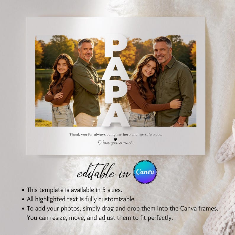 Editable Papa Photo Collage Template, Custom Father's Day Gift - Etsy