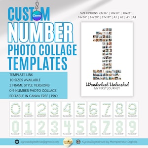 Customizable Number Collage Canva Frame Templates | Editable Number ...