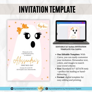 Customizable First Boo Day Invitation Halloween Ghost 1st Birthday ...