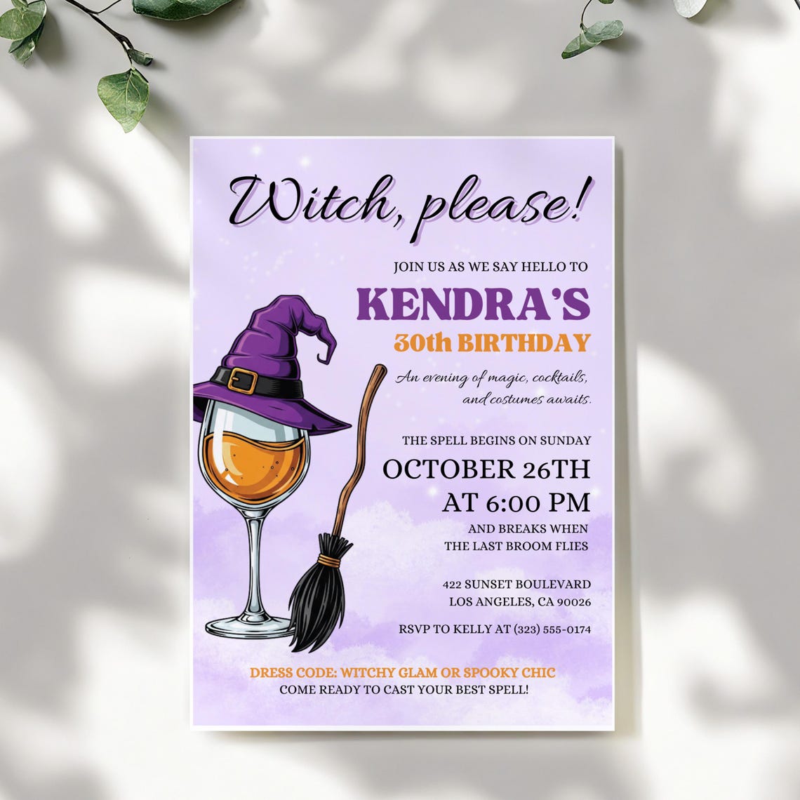 Editable Witch Please Birthday Invitation, Halloween Costume Party ...