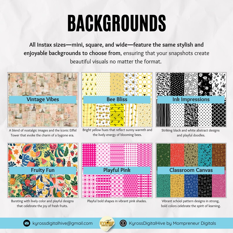 Customizable Instax Photo Frame Templates: Mini, Square, Wide (PDF) - Etsy