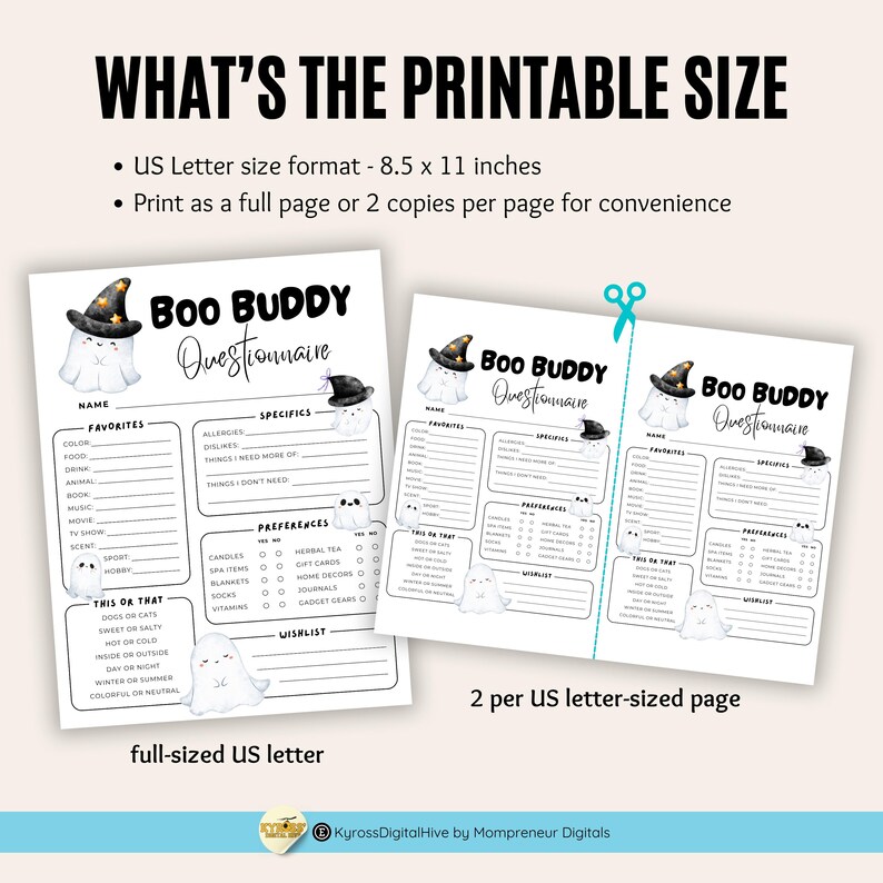 Printable Halloween Boo Buddy Questionnaire, Gift Exchange Game ...