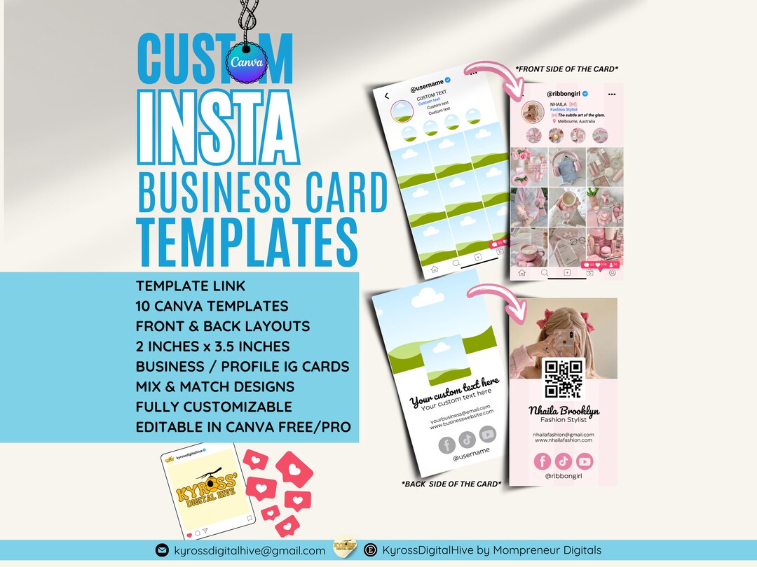 Customizable IG Business Card Canva Templates Customizable Insta Card ...
