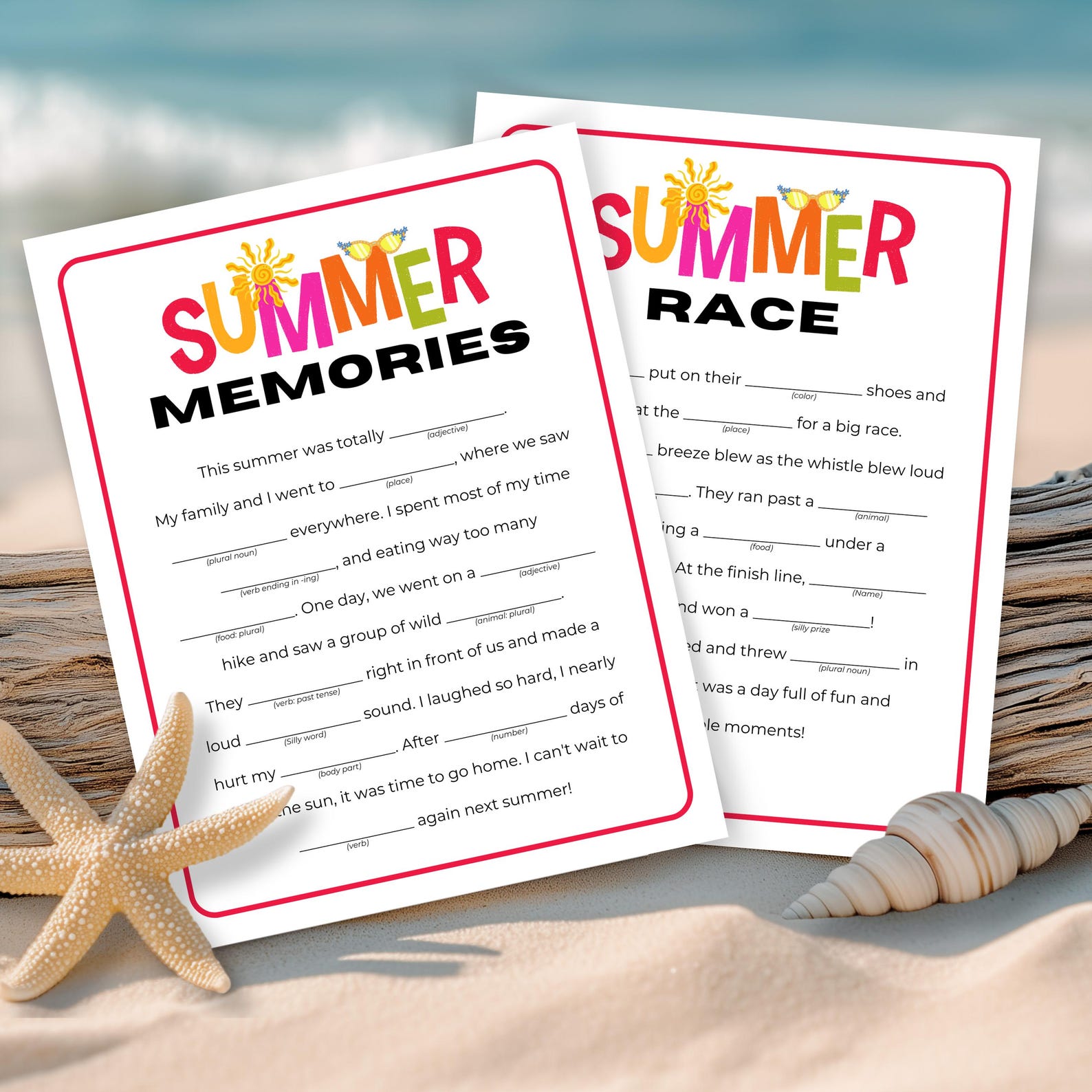 5 Printable Summer Mad Libs, Summer Mad Libs Activity Games, Summer Mad ...