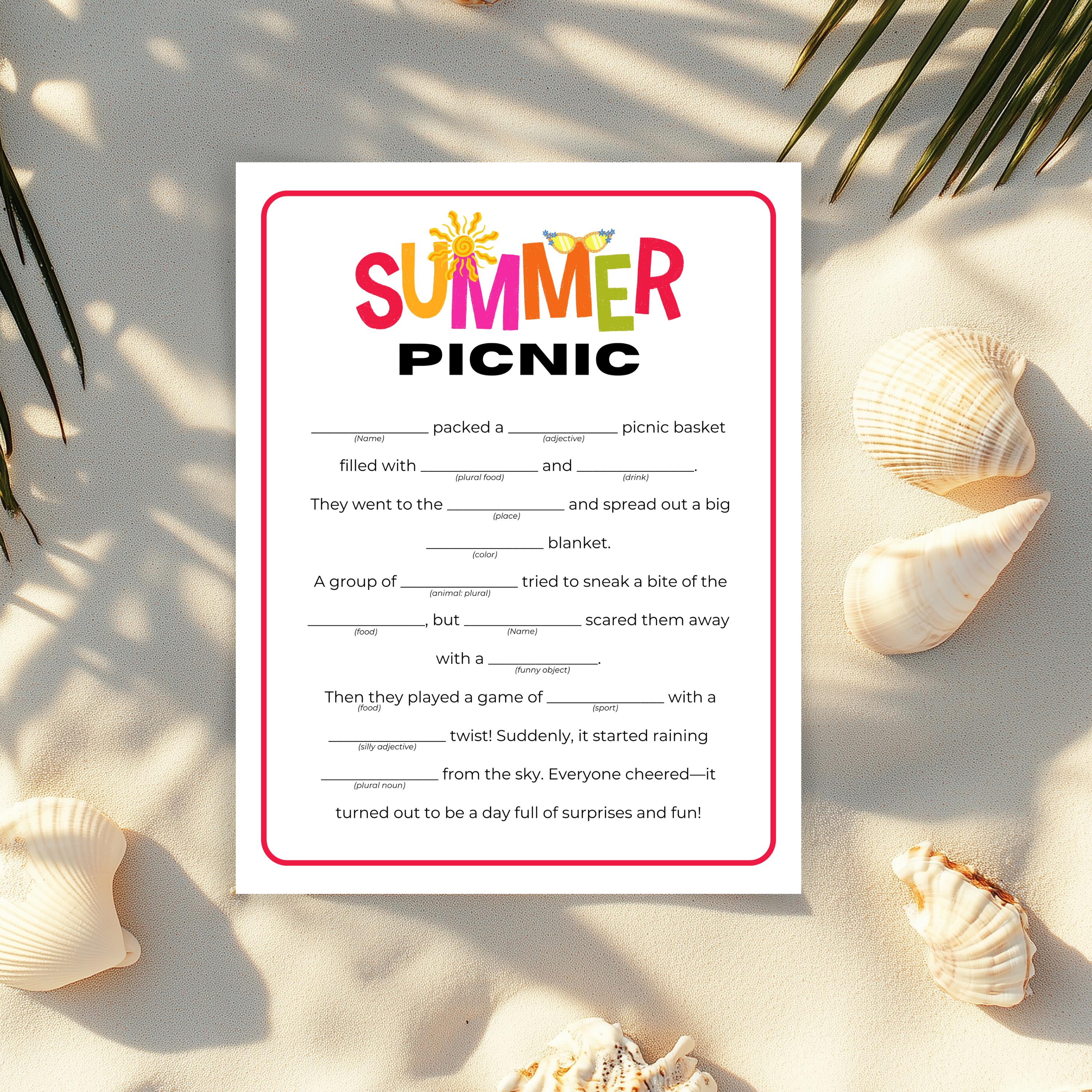 5 Printable Summer Mad Libs, Summer Mad Libs Activity Games, Summer Mad ...