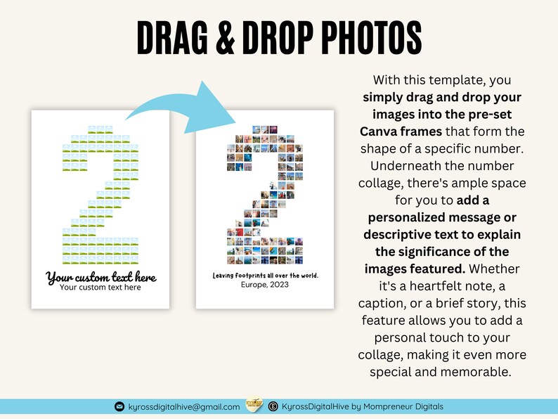 Customizable Number Collage Canva Frame Templates Editable Number ...