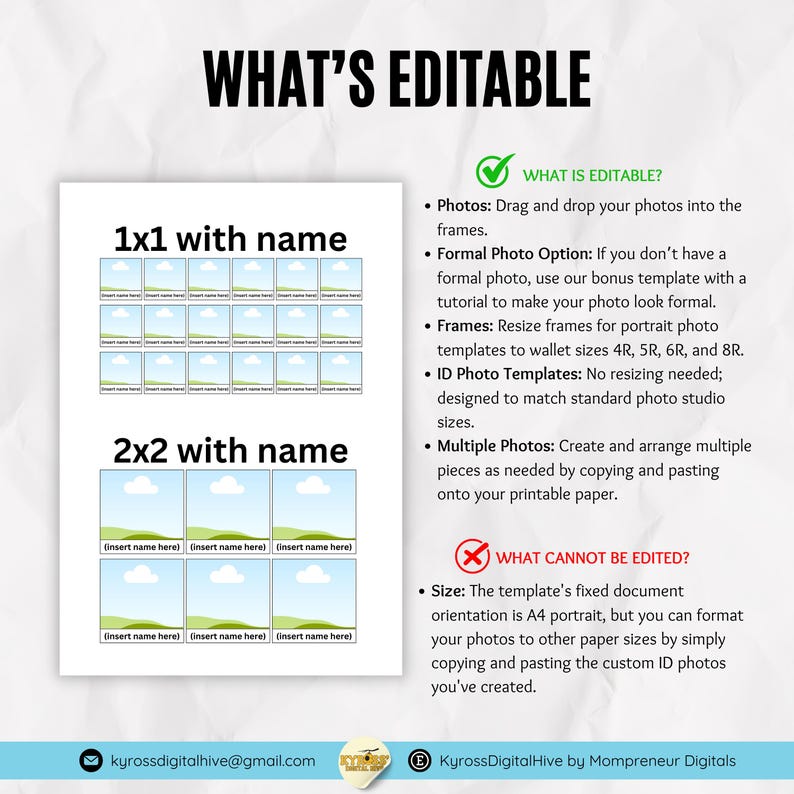 Customizable Rush ID and Portrait Photo Canva Frame Templates ...