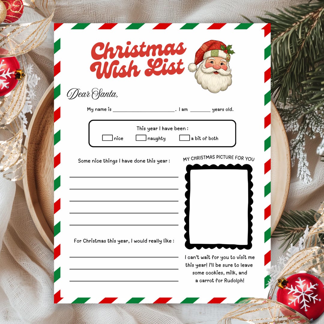 Printable Christmas Letter to Santa, Christmas Wish List Activity Sheet ...