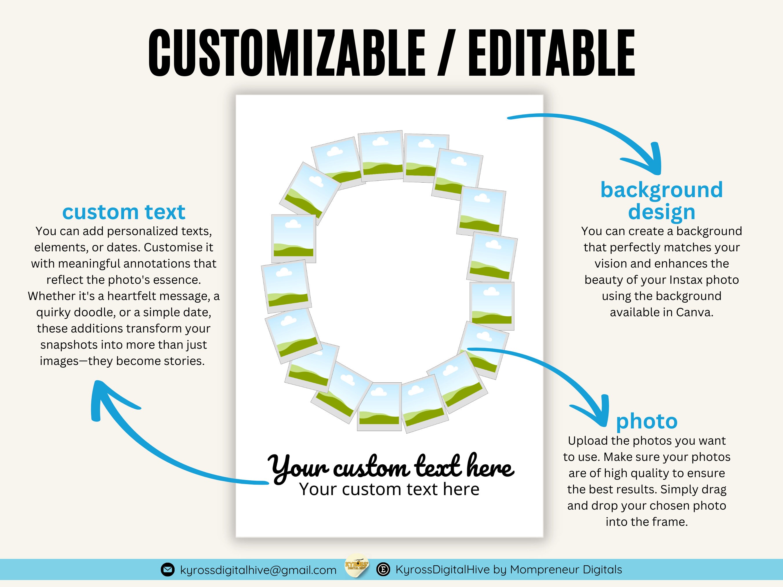 Customizable Number Collage Canva Frame Templates Editable Number ...