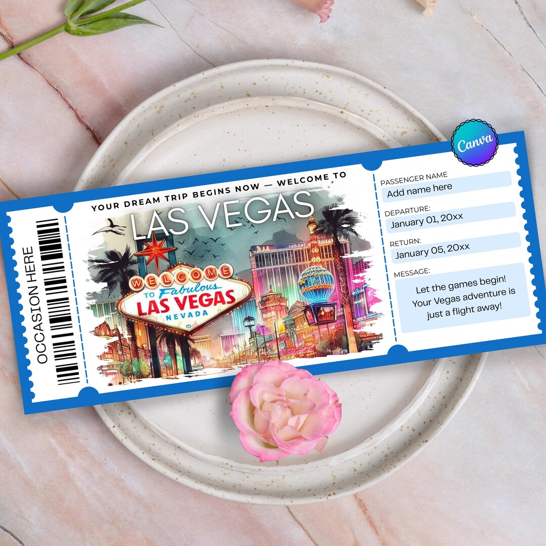 Customizable Las Vegas Boarding Pass, Las Vegas Surprise Ticket ...