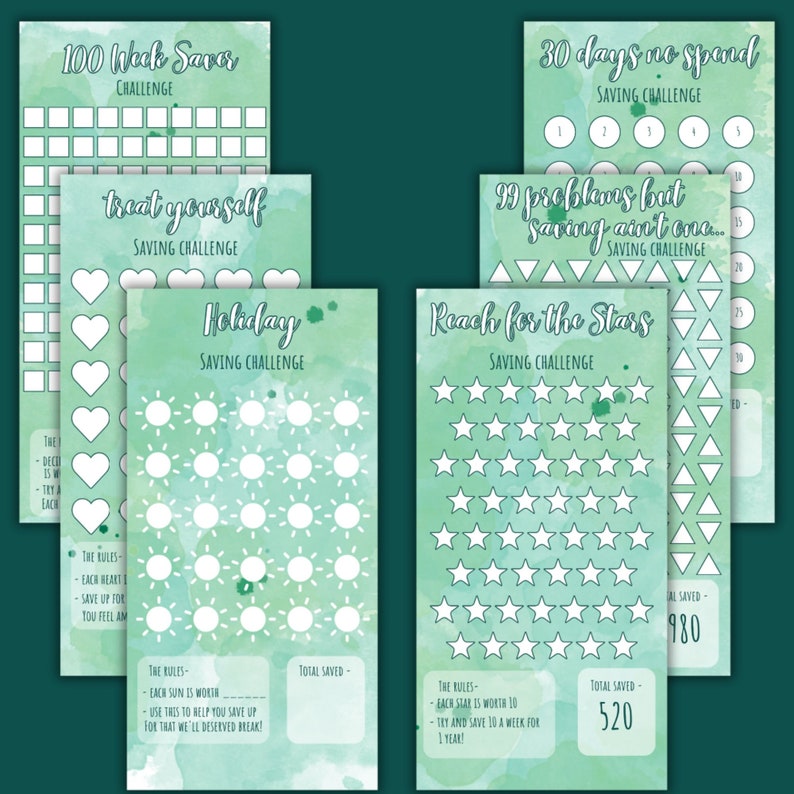 18 Piece STARTER SET Printable Cash Wallet Tracker Low Budget Cash ...