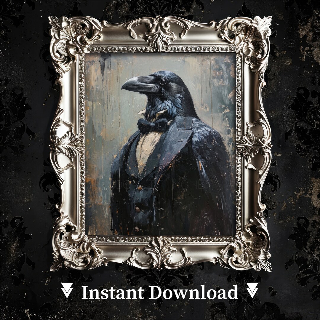 Astute Raven PRINTABLE Vintage Artwork Dark Academia Impressionist Art ...
