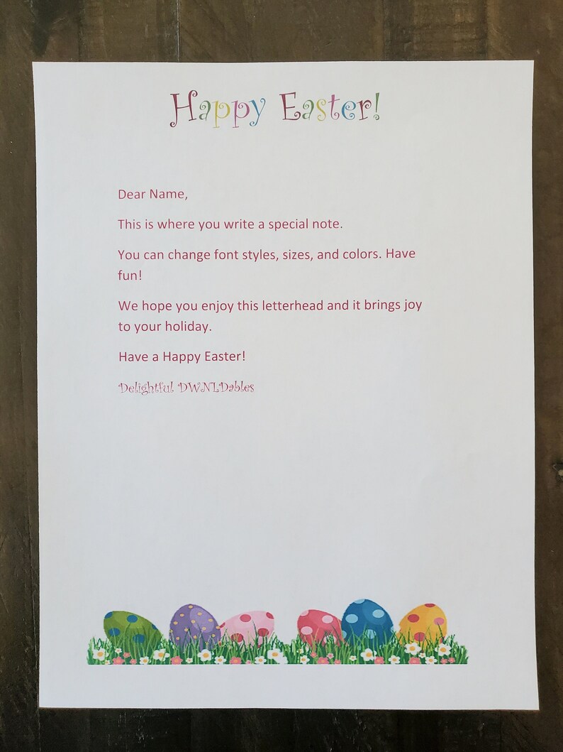 Easter Egg Letterhead | Instant Editable Download - Etsy