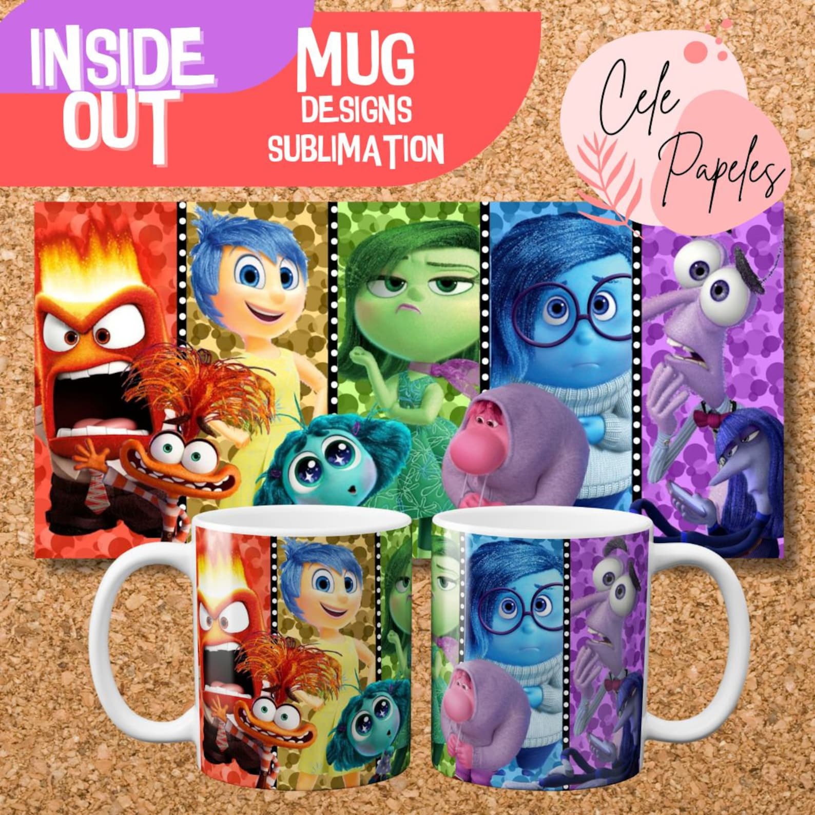INSIDE OUT 2 diseño para sublimar tazas, mug template INTENSAMENTE 2 ...