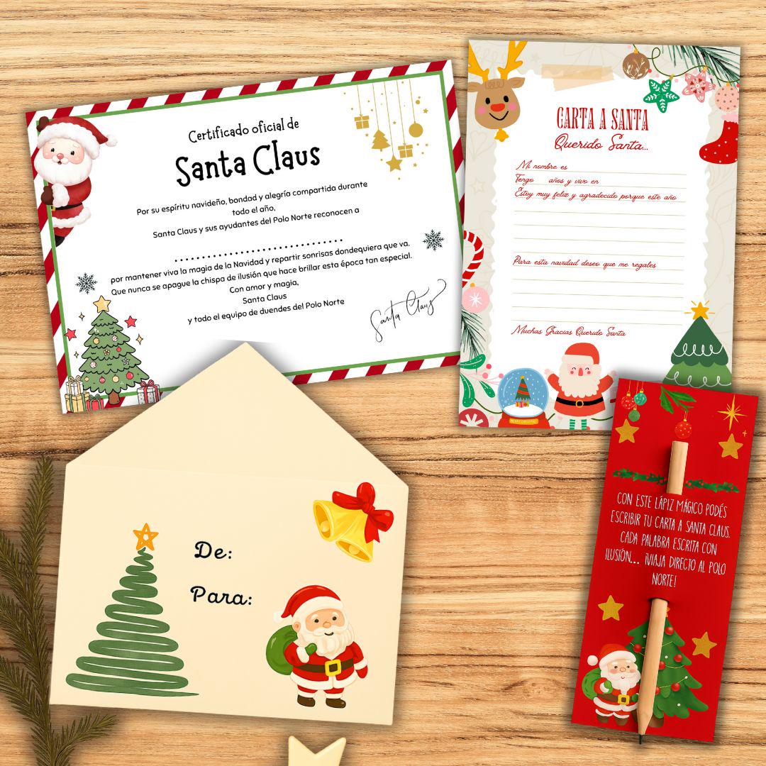 Kit Carta a Santa Claus Imprimible – 10 cartas y sobres + certificado ...