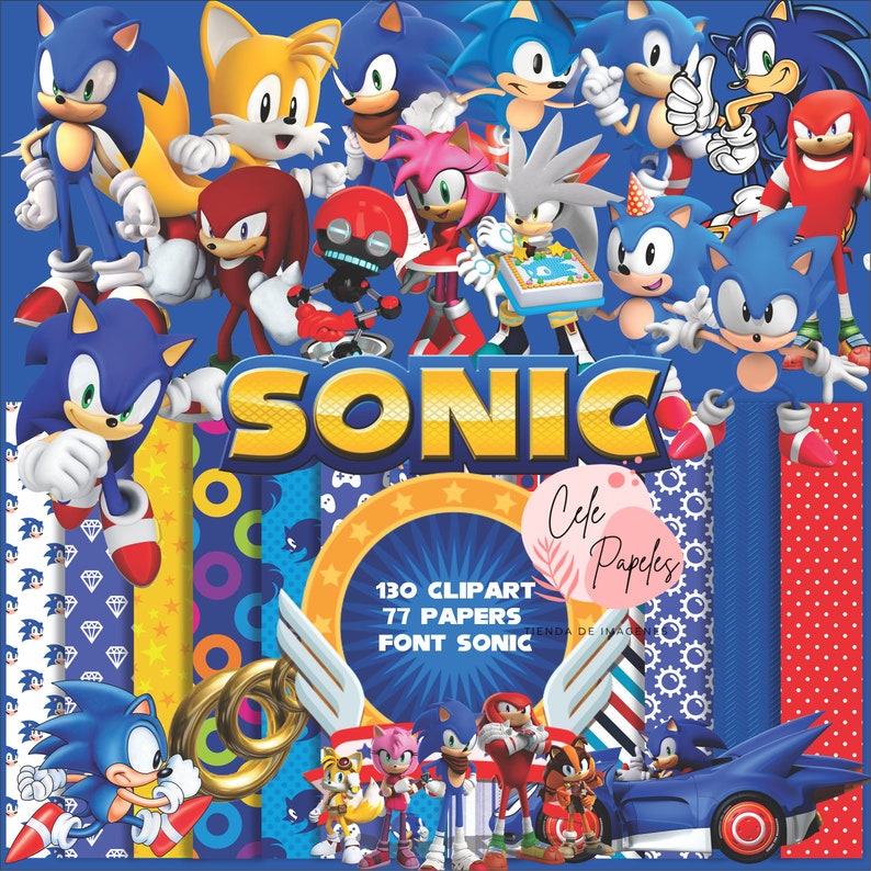 Sonic PNG, Sonic Sega Cliparts, Instant Download, Digital Paper Sonic ...