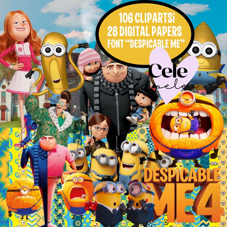 Despicable Me 4 Cliparts, Minions Png, Gru Png, Despicable Me Digital ...