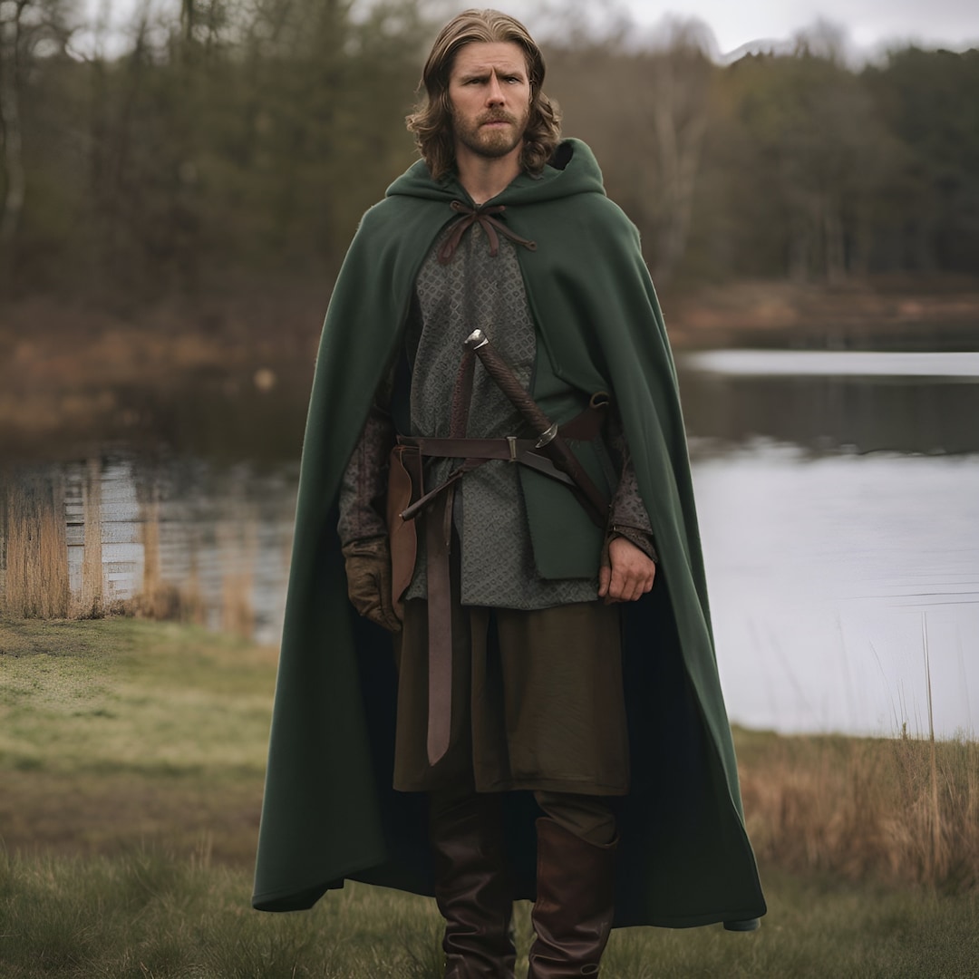 Medieval Witch Cloak With Hood Medieval Hobbit, Renaissance Hooded Cape ...