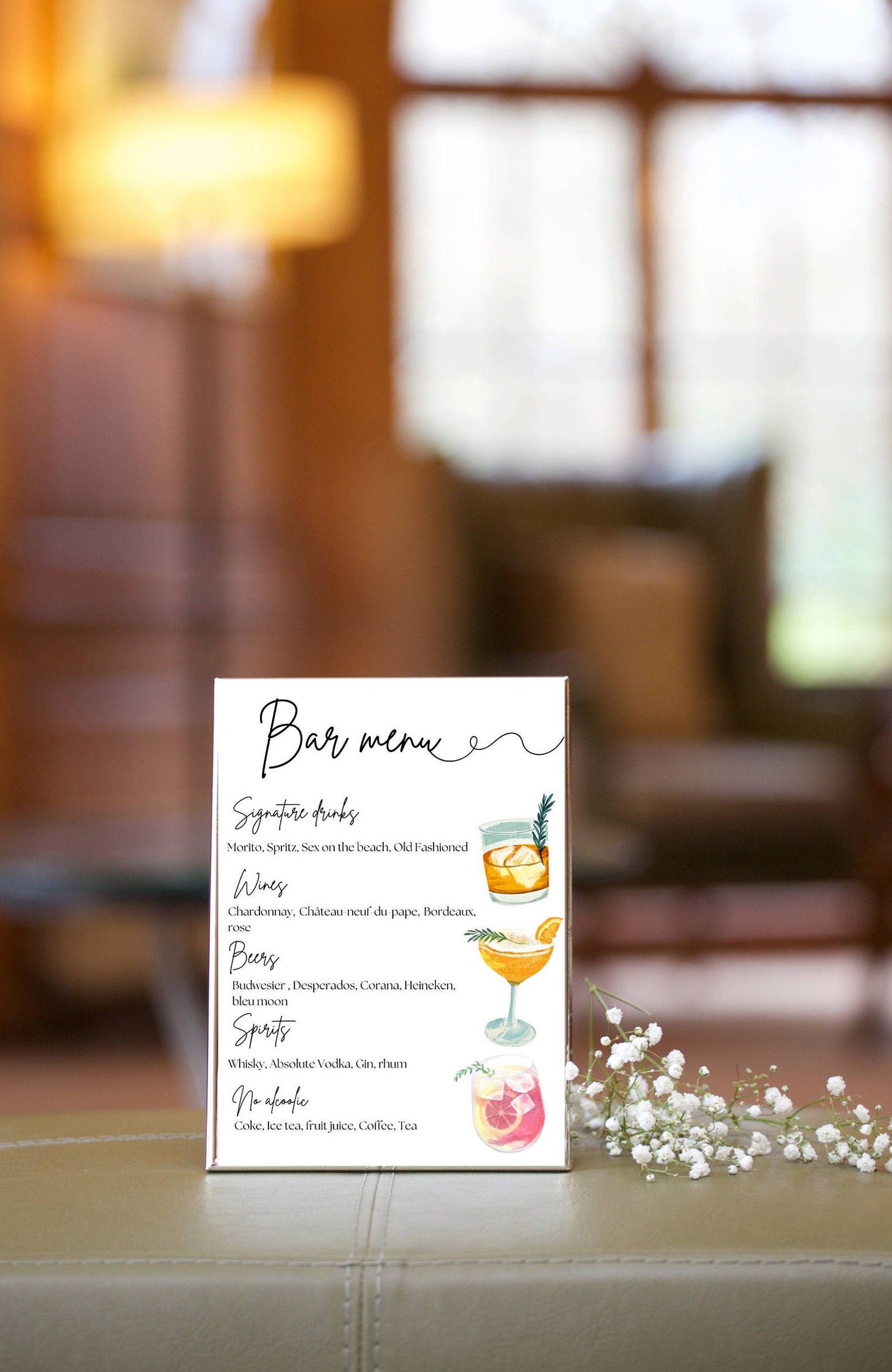 Signature Drink Sign, Bar Menu Template,, Modern Editable Drink Menu ...