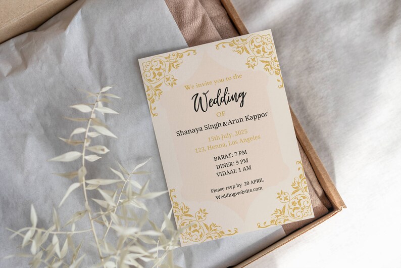 Hindu Wedding Invitation,hindu Wedding Invite,wedding Reception ...