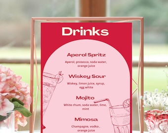 Signature Drink Sign, Bar Menu Template,, Modern Editable Drink Menu ...