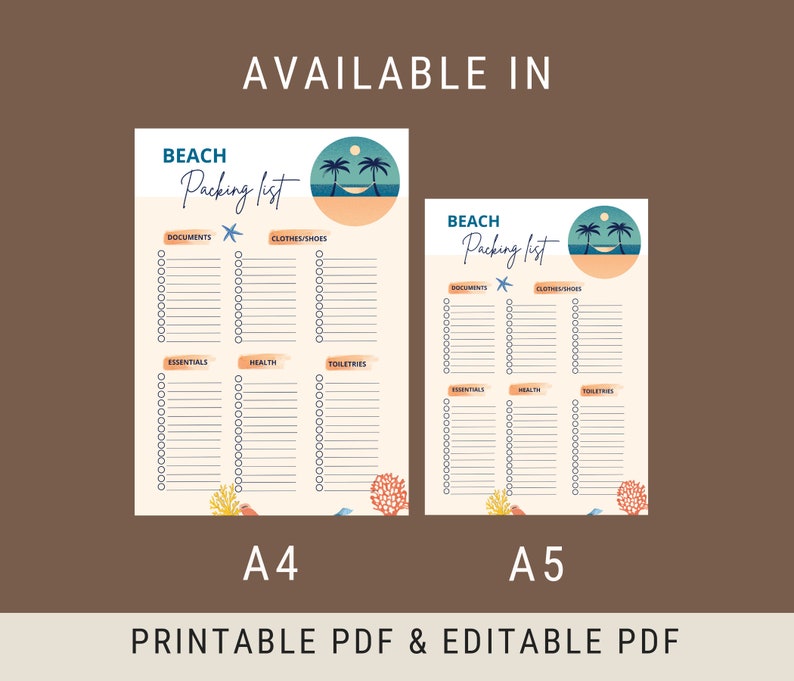 Editable Packing List,beach Packing List,packing List Template,family ...