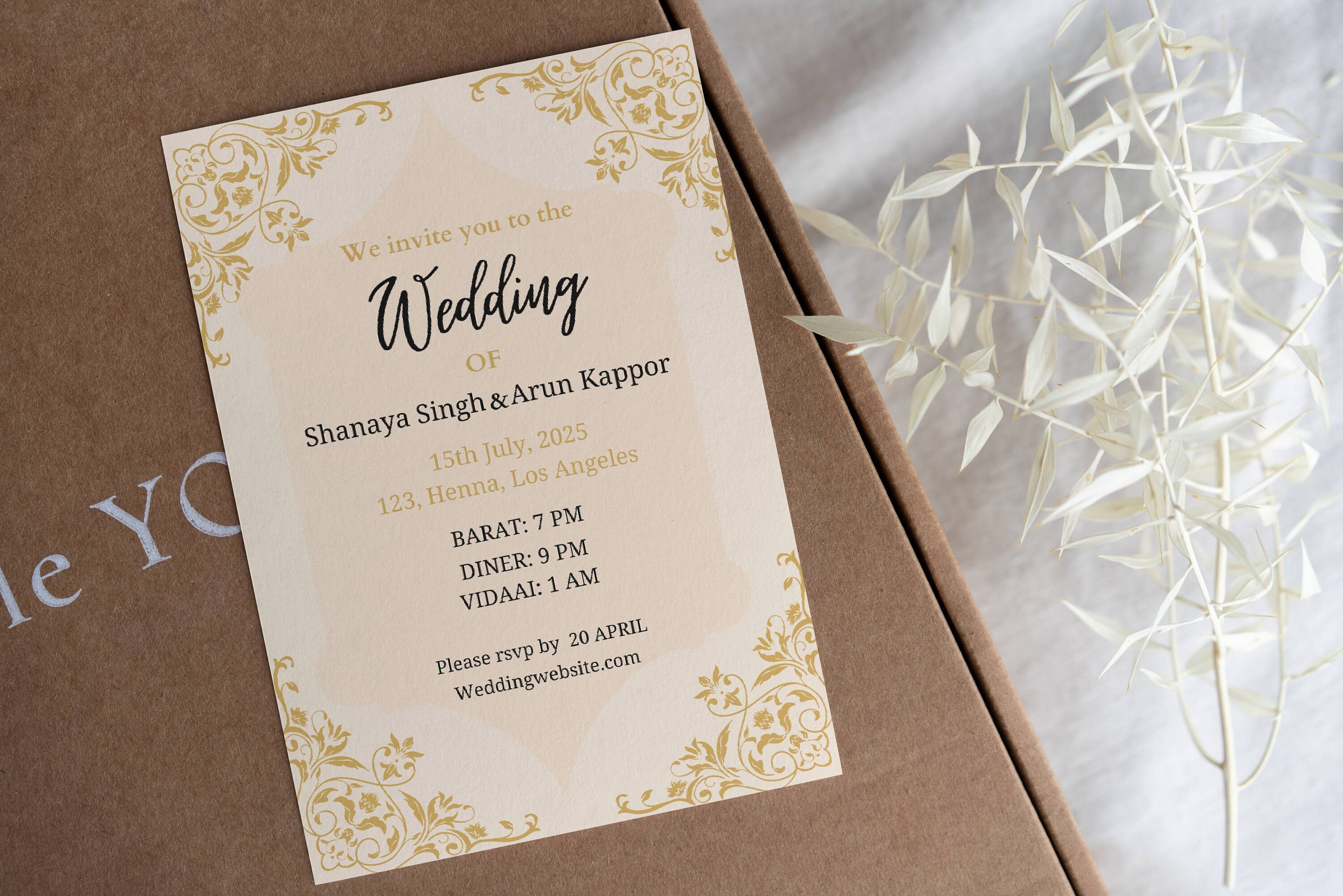 Hindu Wedding Invitation,hindu Wedding Invite,wedding Reception ...