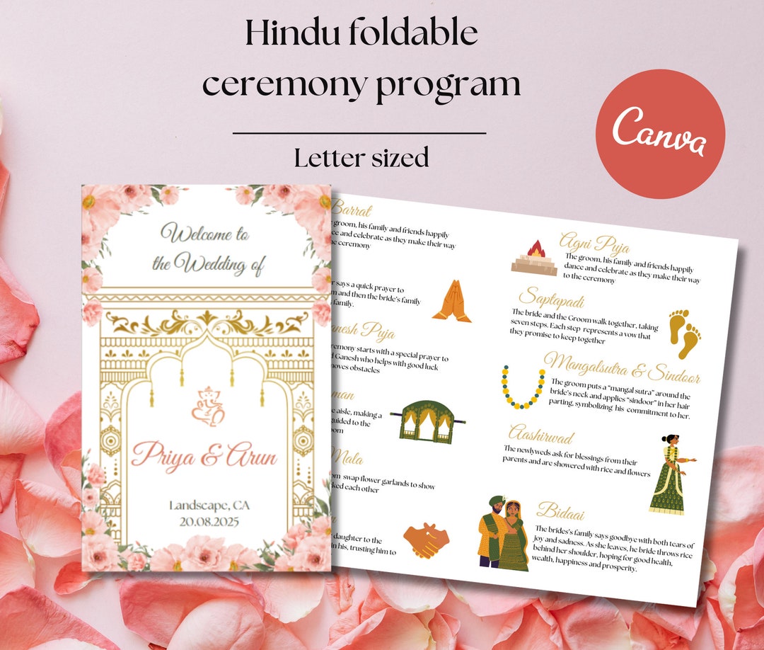 Hindu Wedding Program,gujarati Wedding,digital & Editable Template ...