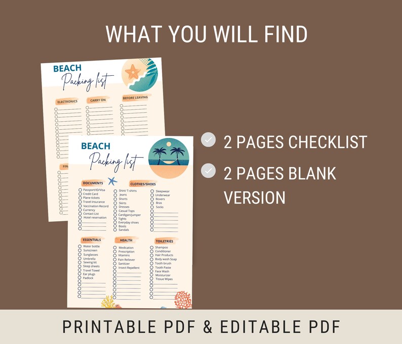 Editable Packing List,beach Packing List,packing List Template,family ...
