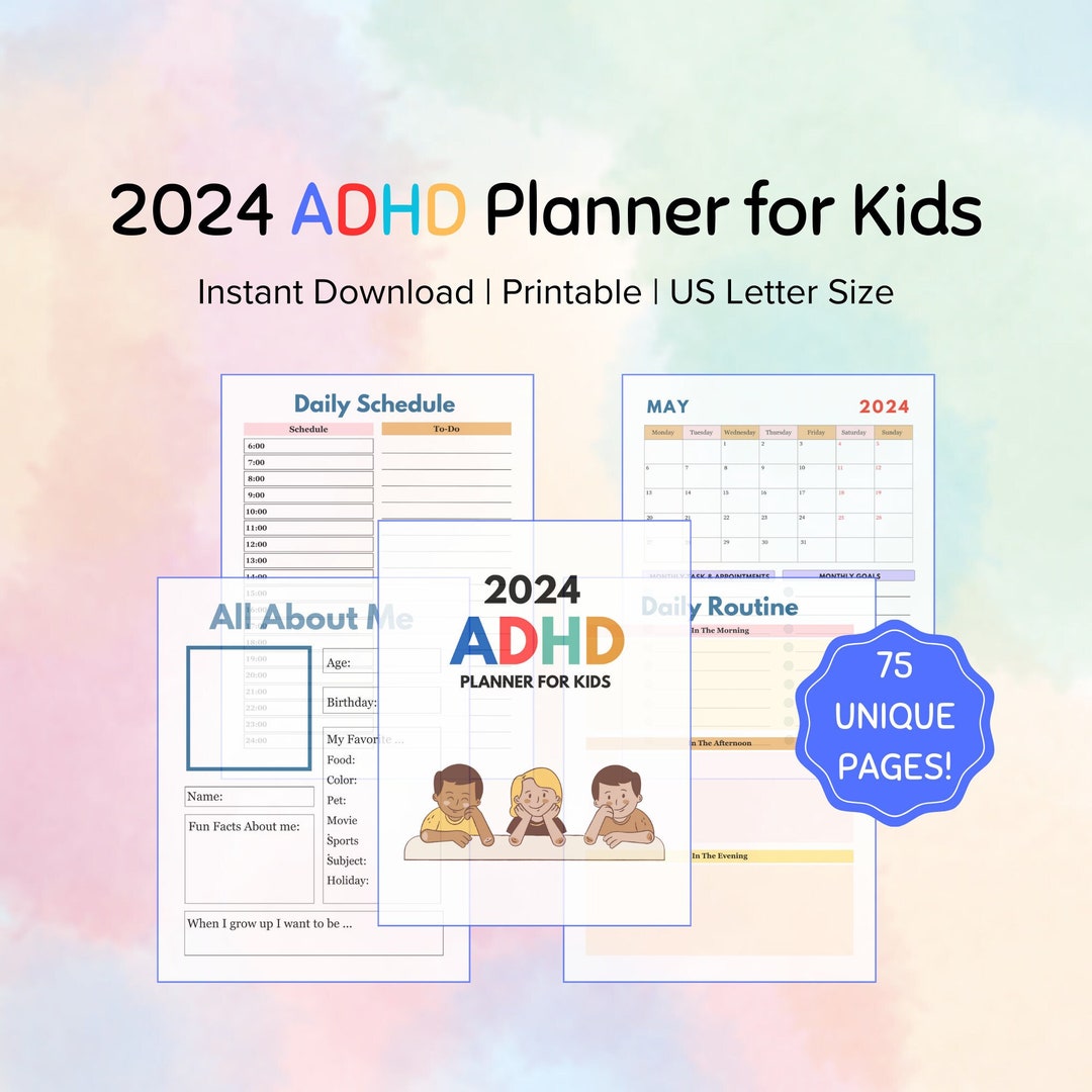 2024 ADHD Planner for Kids Printable - Etsy