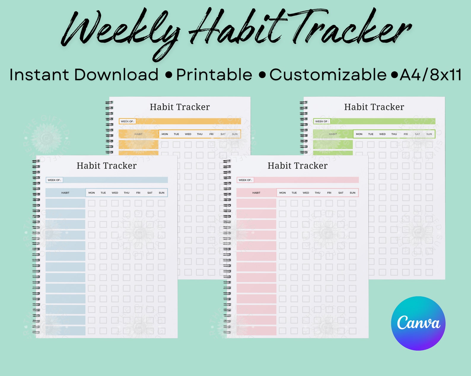 Weekly Habit Tracker Instant Download, Printable, Fillable, A4, Letter ...