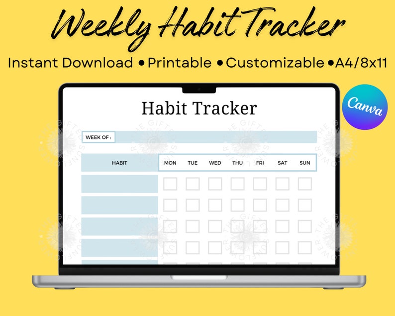 Weekly Habit Tracker Instant Download, Printable, Fillable, A4, Letter ...