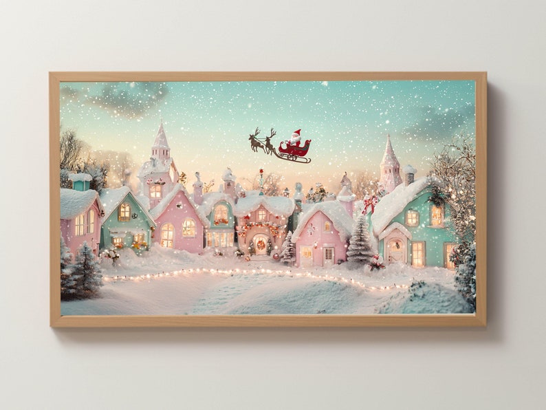 Samsung Frame Tv Art Santa Sleigh Framed TV Christmas Art Santa Flying ...