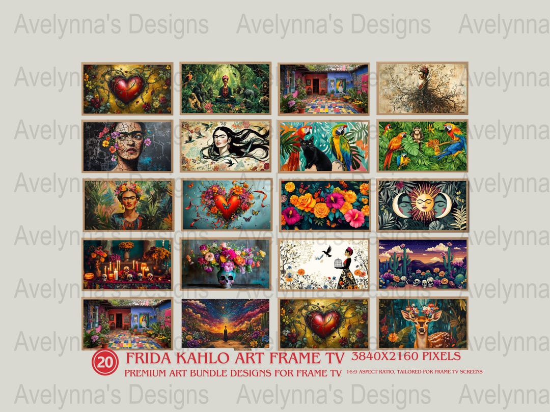 Frida Kahlo Designs, Frida Kahlo TV Art Bundle, Samsung Frame Tv Art ...