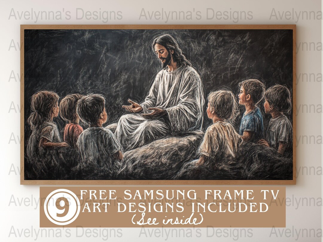 Easter Christian Jesus Chalk Art for Samsung Frame TV, Chalkboard Style ...