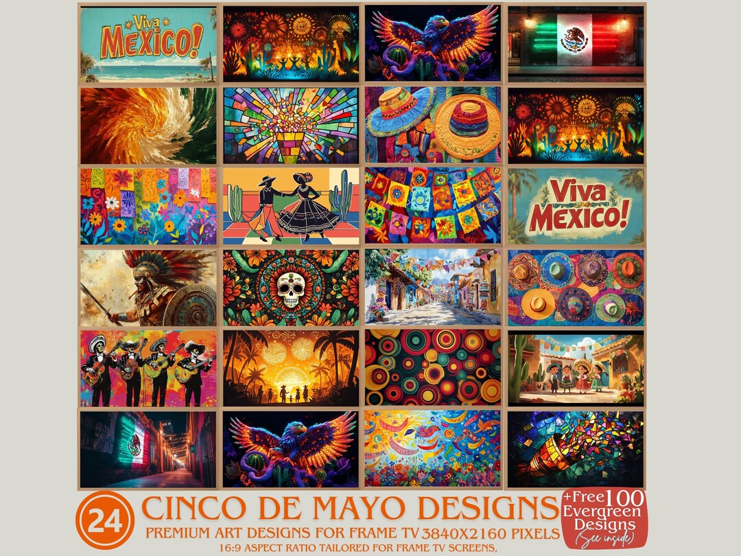 Cinco De Mayo Wall Art Set, Samsung Art Frames, Cinco De Mayo Designs ...