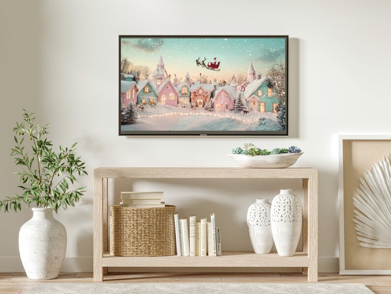 Samsung Frame Tv Art Santa Sleigh Framed TV Christmas Art Santa Flying ...